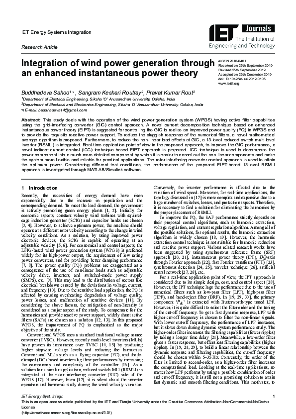 (PDF) Integration of wind power generation through an enhanced ...