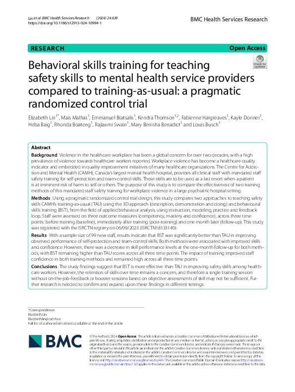 (PDF) Behavioral skills training for teaching safety skills to mental ...