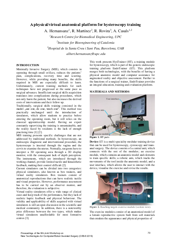 (PDF) A physical/virtual anatomical platform for hysteroscopy training