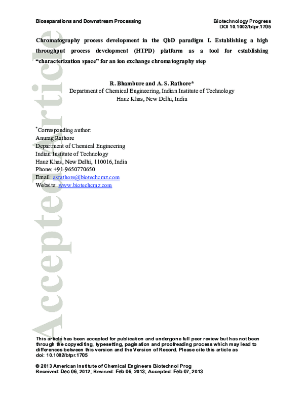 (PDF) Chromatography process development in the quality by design paradigm I: Establishing a ...