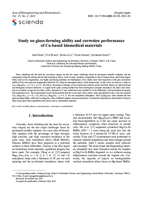 (PDF) Study on glass-forming ability and corrosion performance of Ca ...