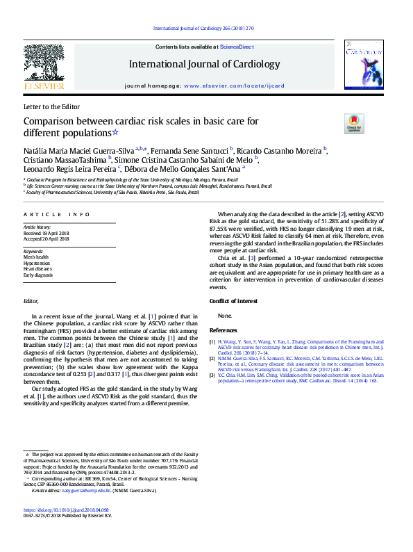 (PDF) Comparison between cardiac risk scales in basic care for ...