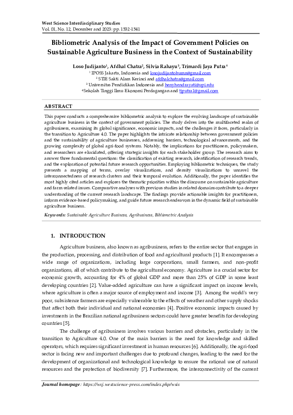 (PDF) Bibliometric Analysis of the Impact of Government Policies on ...