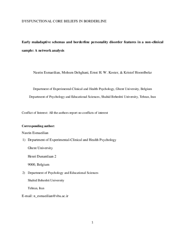 (PDF) Early maladaptive schemas and borderline personality disorder ...