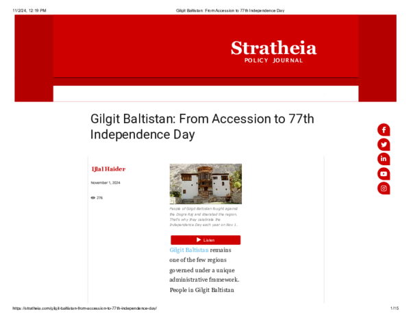 (PDF) Gilgit Baltistan: From Accession to 77th Independence Day