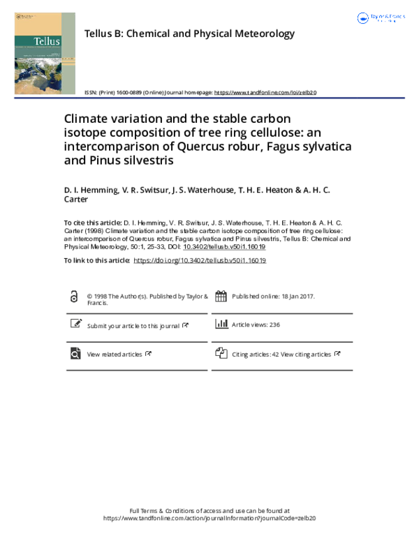 (PDF) Climate variation and the stable carbon isotope composition of tree ring cellulose: an ...
