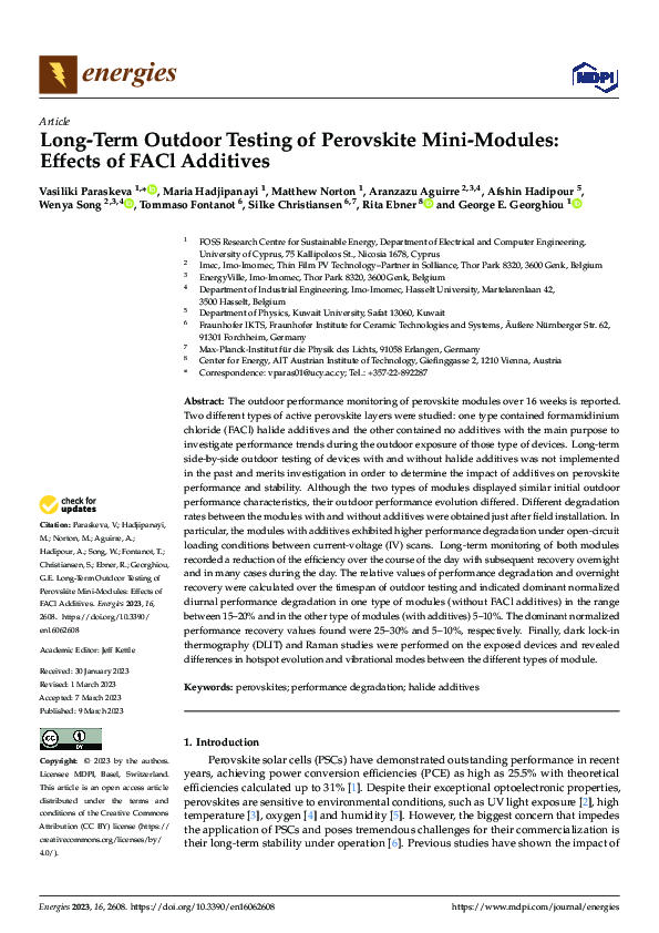 (PDF) Long-Term Outdoor Testing of Perovskite Mini-Modules: Effects of ...