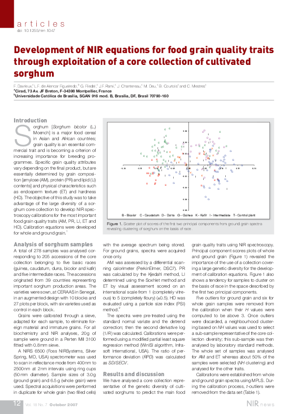 (PDF) Development of NIR Equations for Food Grain Quality Traits ...