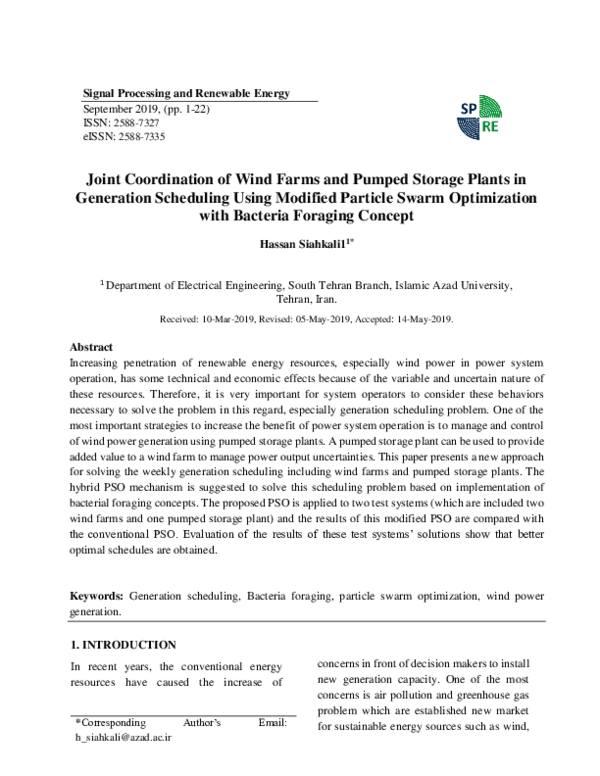 (PDF) Joint Coordination of Wind Farms and Pumped Storage Plants in ...