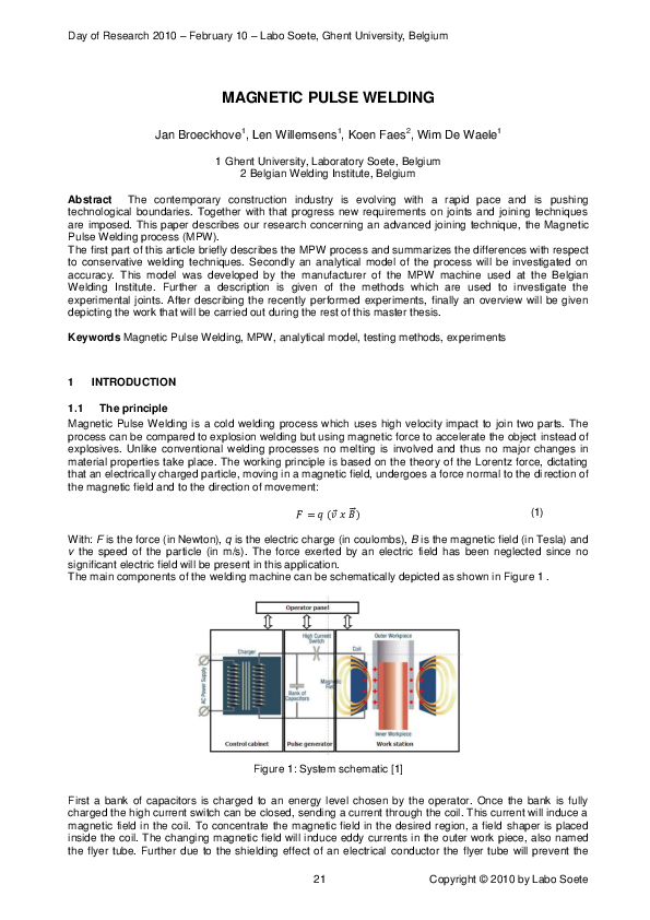 (PDF) Magnetic pulse welding