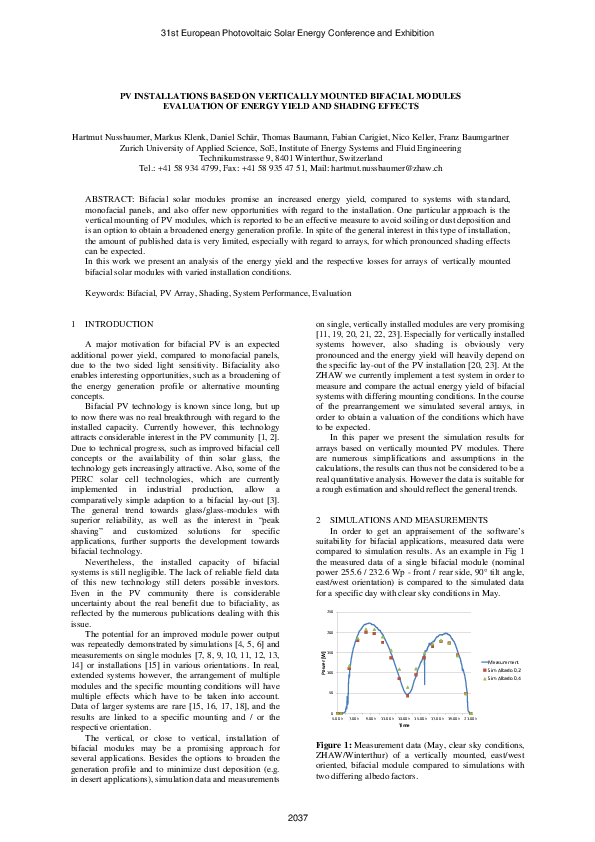 (PDF) PV Installations Based on Vertically Mounted Bifacial Modules Evaluation of Energy Yield ...
