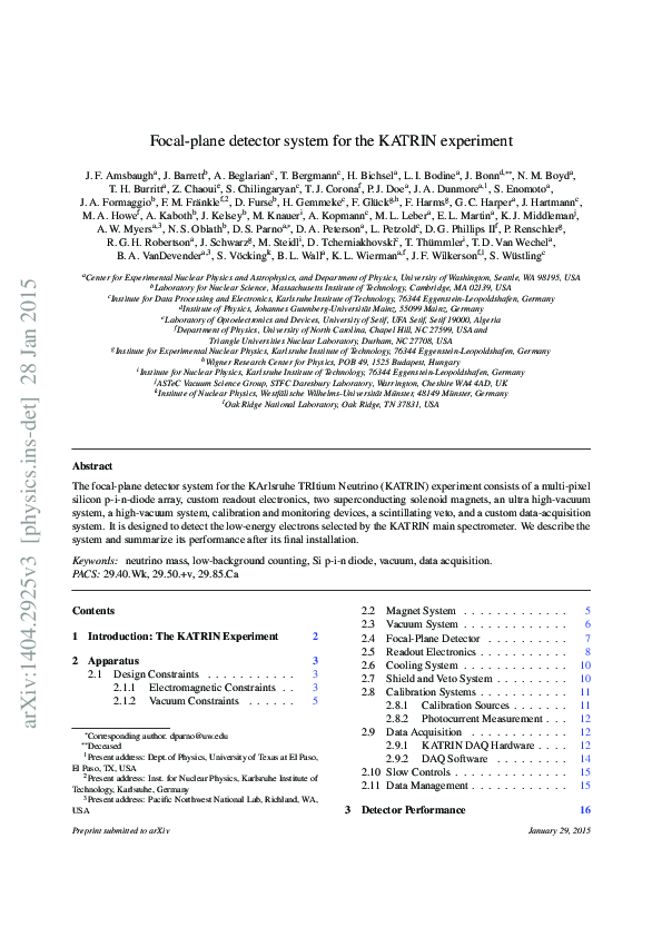 (PDF) Focal-plane detector system for the KATRIN experiment