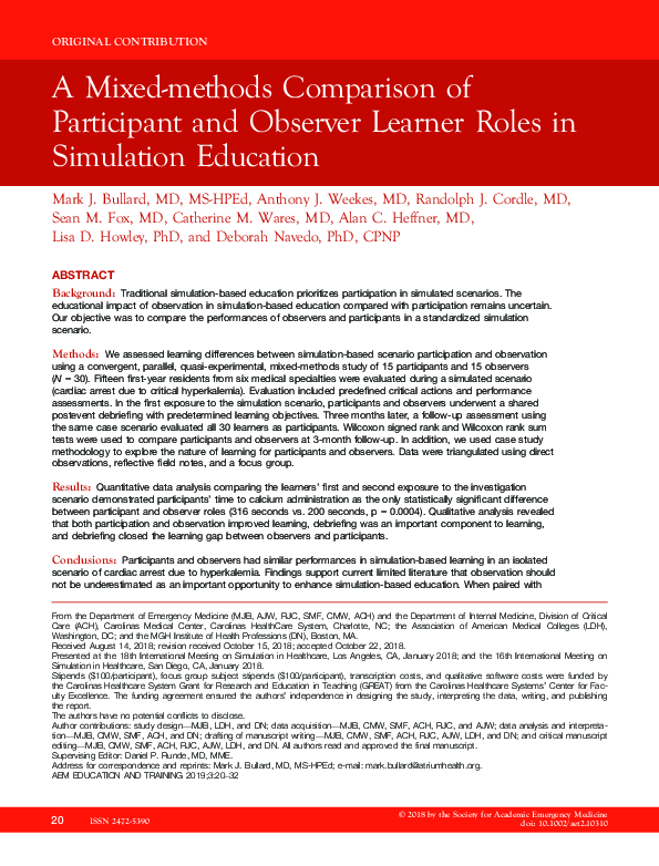 (PDF) A Mixed-methods Comparison of Participant and Observer Learner ...