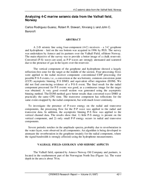(PDF) Analyzing 4-C marine seismic data from the Valhall field, Norway
