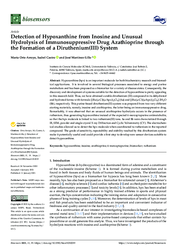 (PDF) Detection of Hypoxanthine from Inosine and Unusual Hydrolysis of ...