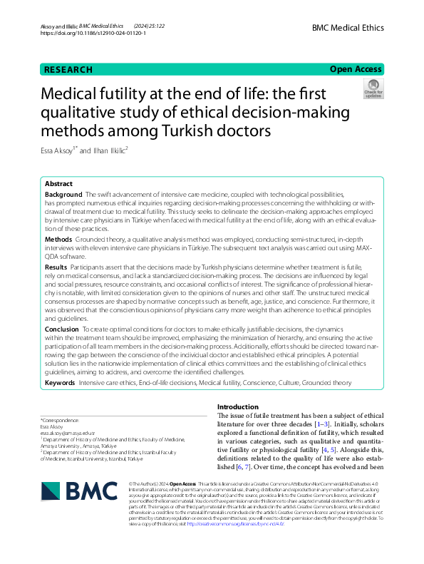 (PDF) Medical futility at the end of life: the first qualitative study ...