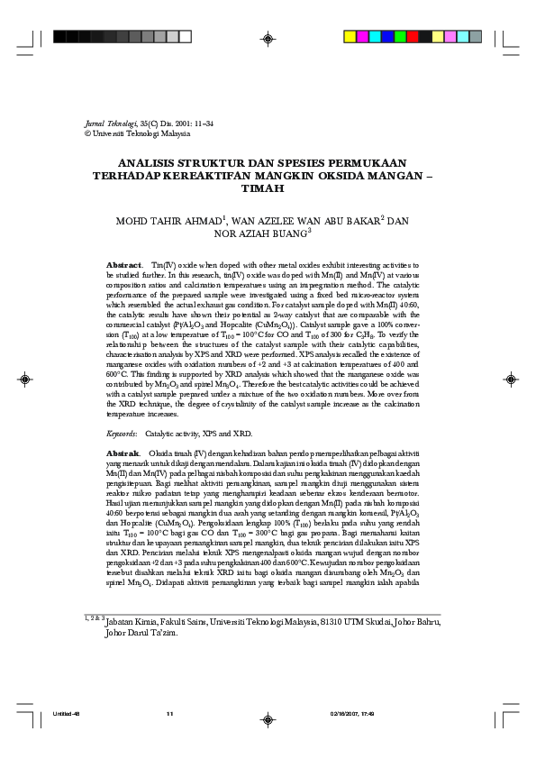 (PDF) Analisis Struktur dan Spesies Permukaan Terhadap Kereaktifan ...
