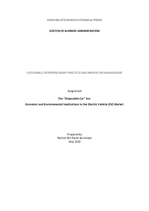 (PDF) The "Disposable Car" Era: Economic and Environmental Implications ...
