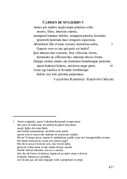 (PDF) V. Raimondi, H. Maiuri, Carmen de mulieribus, «Vox Latina», 60 ...