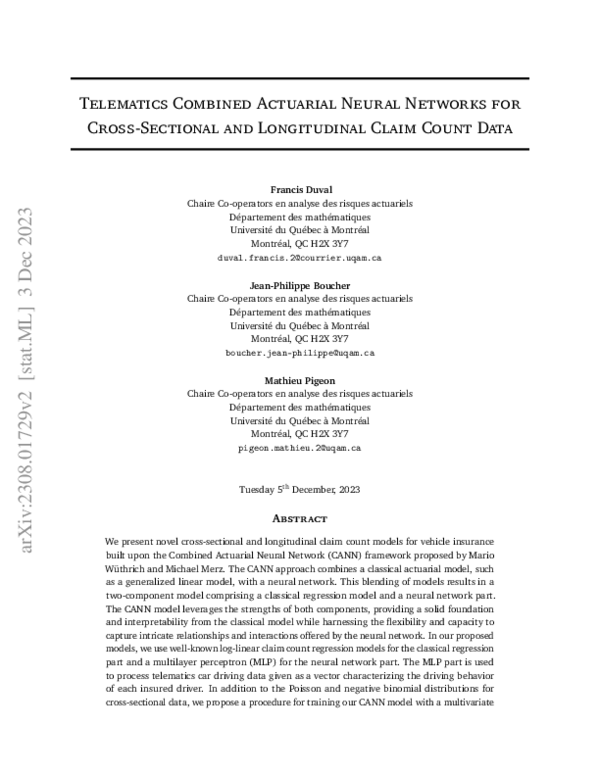 (PDF) Telematics Combined Actuarial Neural Networks for Cross-Sectional and Longitudinal Claim ...