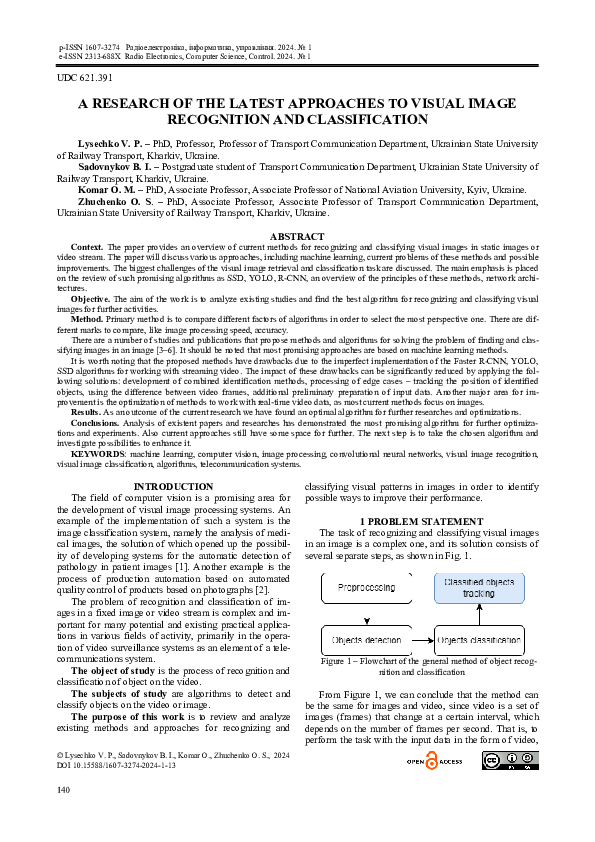 (PDF) A Research of the Latest Approaches to Visual Image Recognition ...