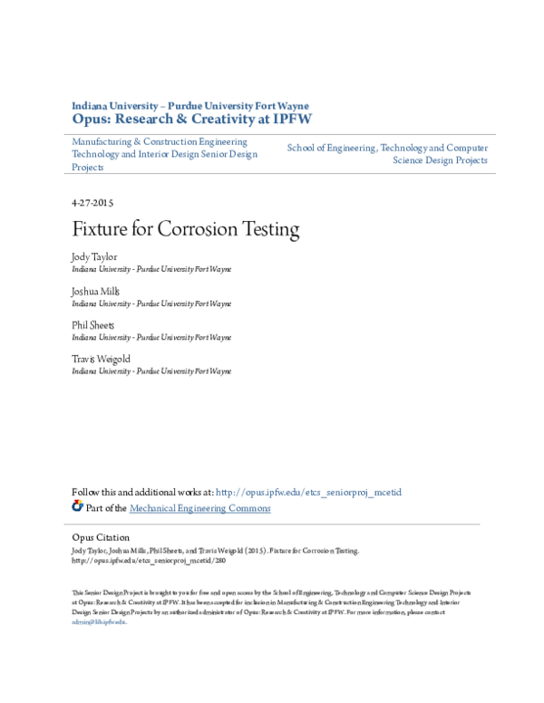 (PDF) Fixture for Corrosion Testing