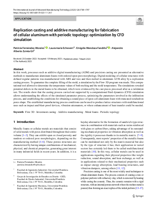 (PDF) Replication casting and additive manufacturing for fabrication of cellular aluminum with ...