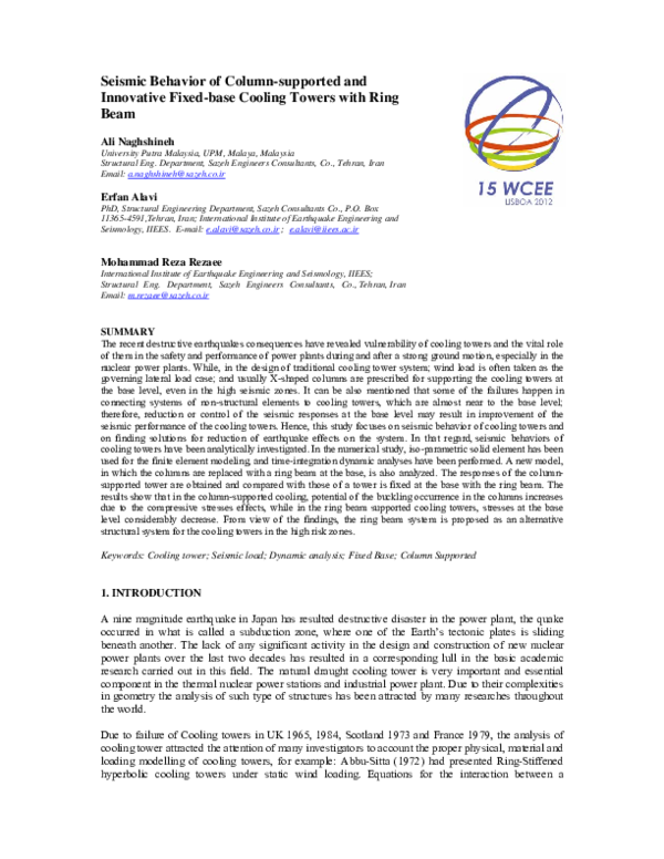 (PDF) Innovative Fixed-base Cooling Towers with Ring Beam