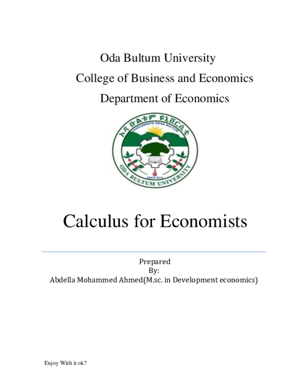 (PDF) Calculus for Economists Module teaching material