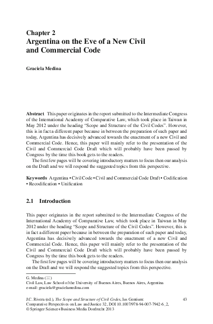(PDF) Argentina on the Eve of a New Civil and Commercial Code