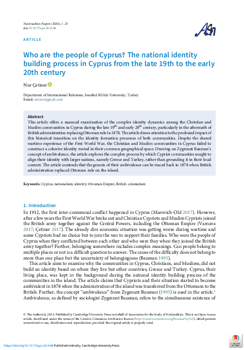 (PDF) Who are the people of Cyprus? The national identity building ...