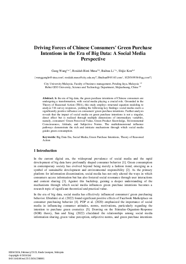 (PDF) Driving Forces of Chinese Consumers' Green Purchase Intentions in ...