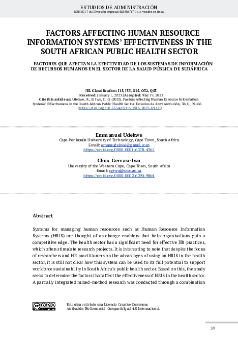 (PDF) FACTORS AFFECTING HUMAN RESOURCE INFORMATION SYSTEMS' EFFECTIVENESS IN THE SOUTH AFRICAN ...