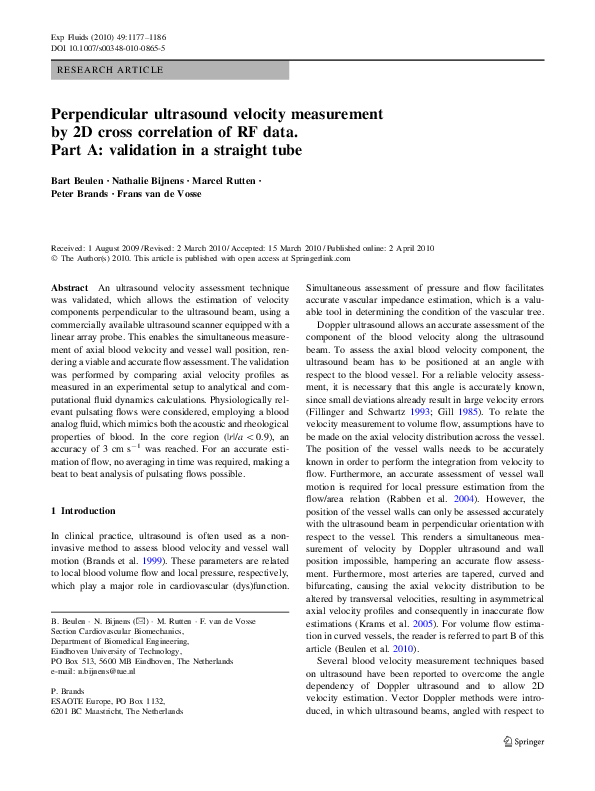 (PDF) Perpendicular ultrasound velocity measurement by 2D cross ...