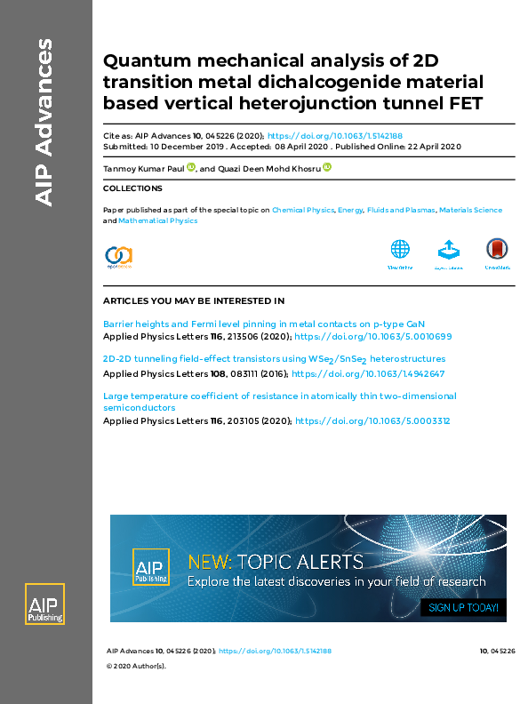 (PDF) Quantum mechanical analysis of 2D transition metal dichalcogenide ...