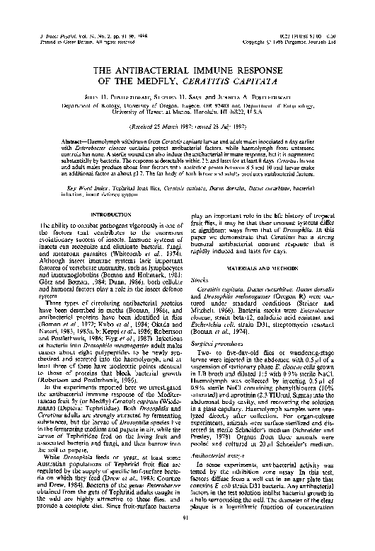 (PDF) The antibacterial immune response of the medfly, Ceratitis ...
