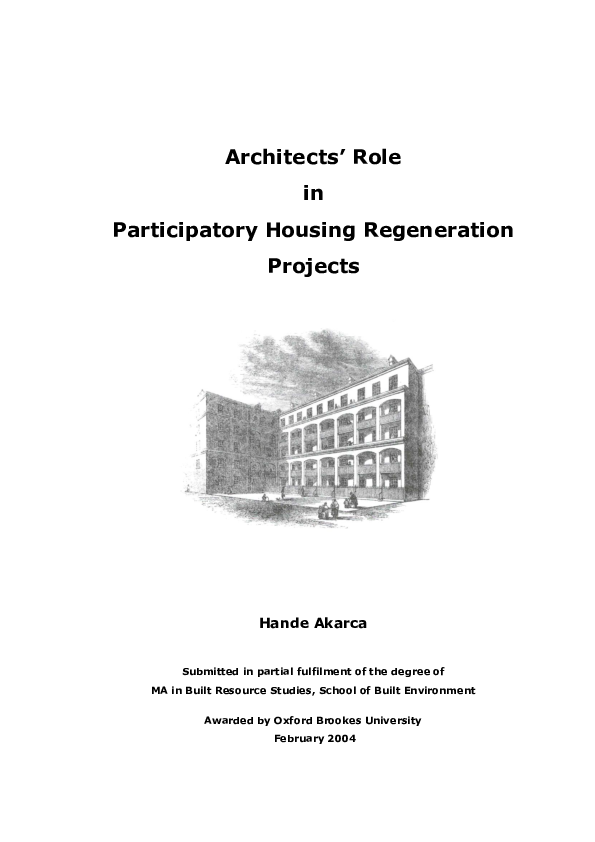 (PDF) Architects' Role in Participatory Housing Regeneration Projects