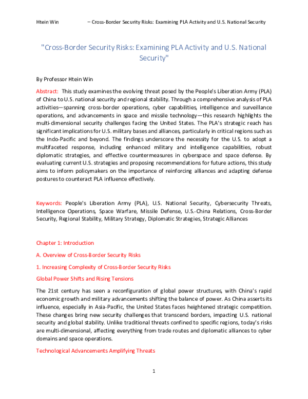 (PDF) "Cross-Border Security Risks: Examining PLA Activity and U.S ...