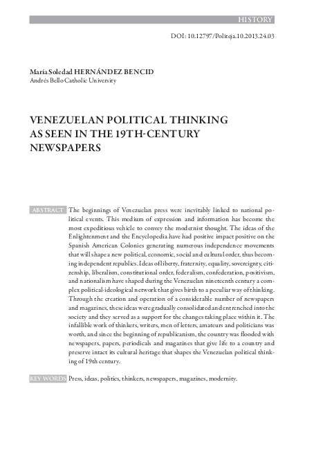 (PDF) Venezuelan Political Thinking as Seen in the 19th – Century ...