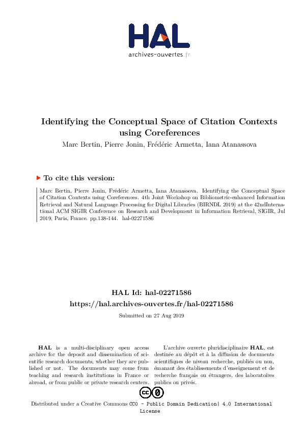 (PDF) Identifying the Conceptual Space of Citation Contexts using ...