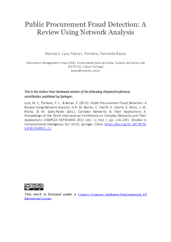 (PDF) Public Procurement Fraud Detection: A Review Using Network Analysis
