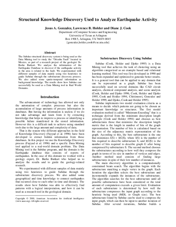 (PDF) Structural knowledge discovery used to analyze earthquake activity