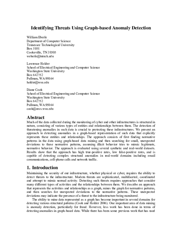 (PDF) Identifying Threats Using Graph-based Anomaly Detection