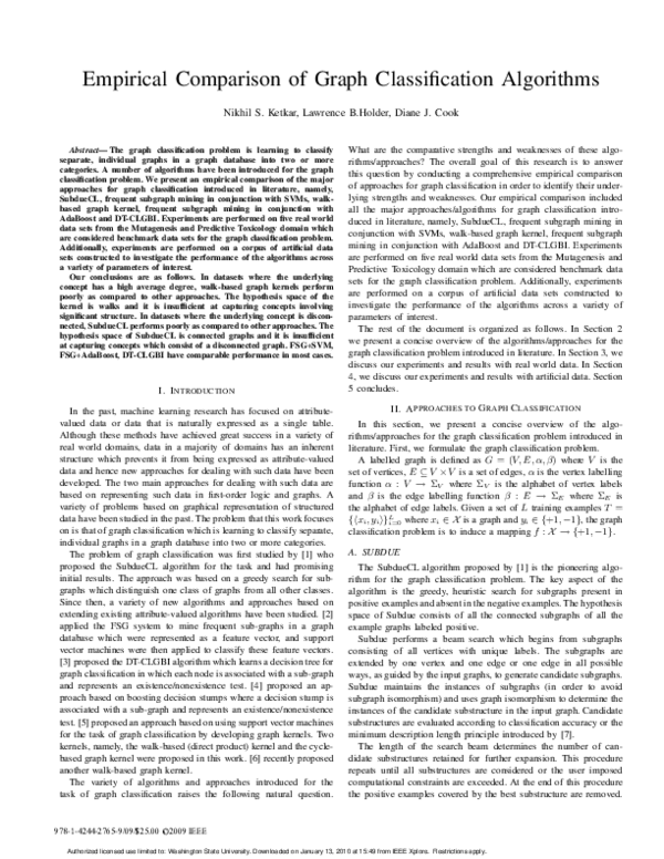 (PDF) Empirical comparison of graph classification algorithms