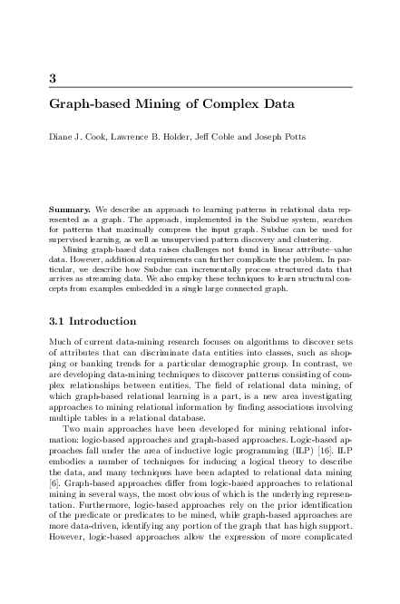 (PDF) Graph-based Mining of Complex Data
