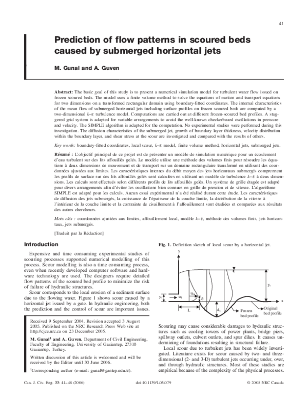 (PDF) Prediction of flow patterns in scoured beds caused by submerged horizontal jets