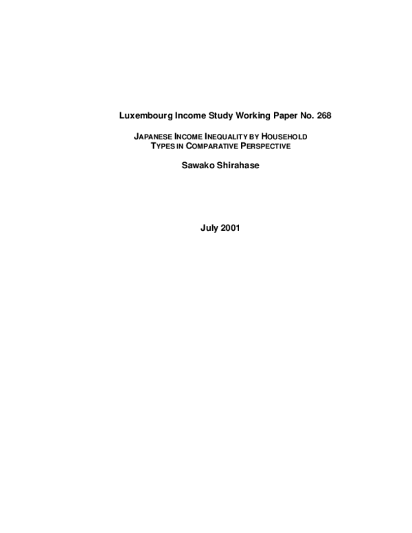 (PDF) Japanese Income Inequality by Household Types in Comparative ...