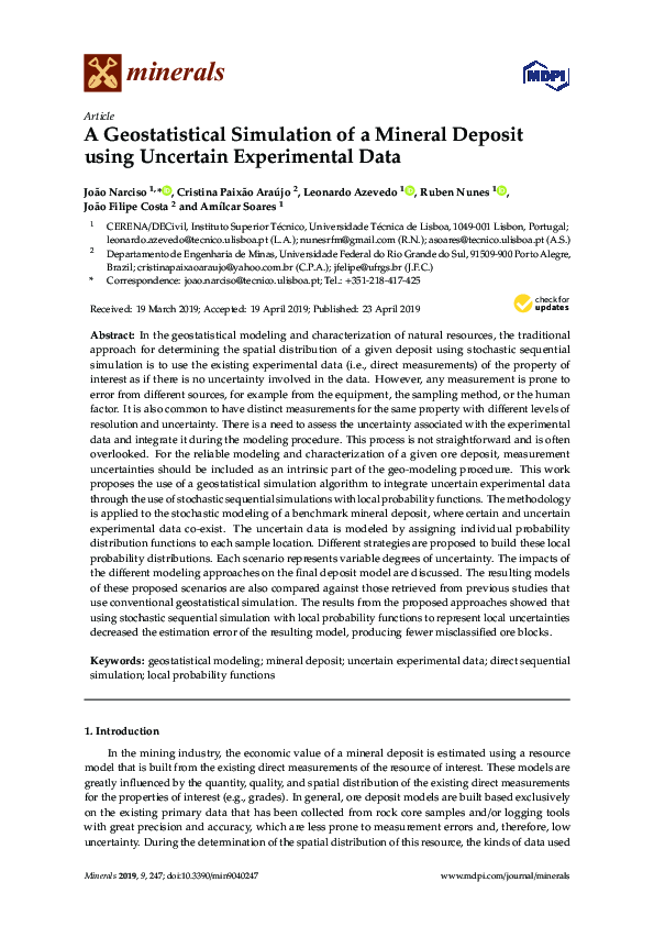 (PDF) A Geostatistical Simulation of a Mineral Deposit using Uncertain Experimental Data