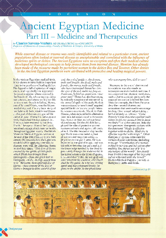 (PDF) Ancient Egyptian medicine : part 3 : medicine and therapeutics