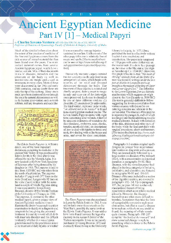 (PDF) Ancient Egyptian medicine : part 4 [1] : medical papyri